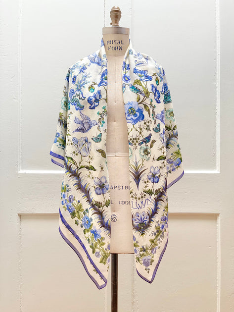 Cotton-Silk Floral Flight Scarf | Hand sewn designer silk scarves
