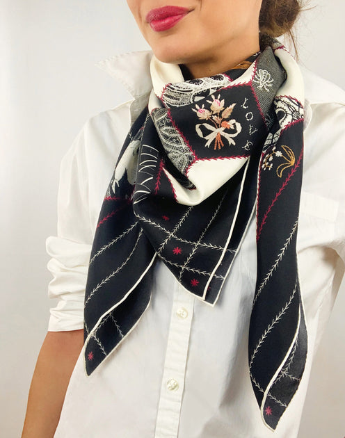 Personalized Crazy Quilt Scarf | Hand sewn designer silk scarves